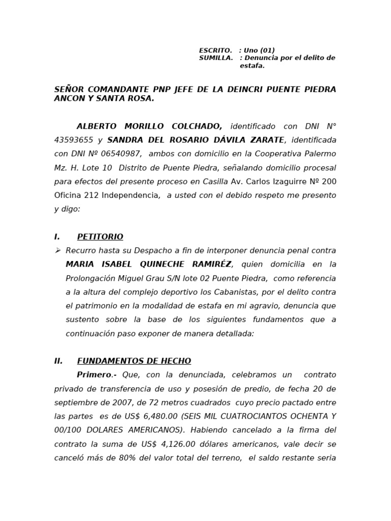 Denuncia Policial Pdf
