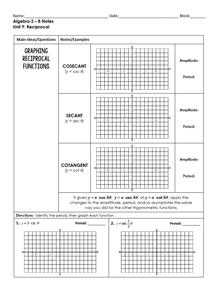 B1 - Reciprocals | PDF | Trigonometric Functions | Mathematics