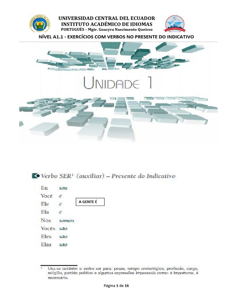 Verbos - Presente do indicativo | PDF