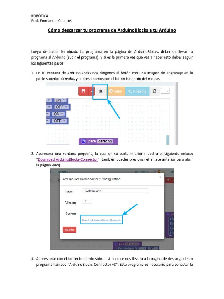 Cómo Descargar Tu Programa de ArduinoBlocks a Tu Arduino | PDF | Arduino | Software