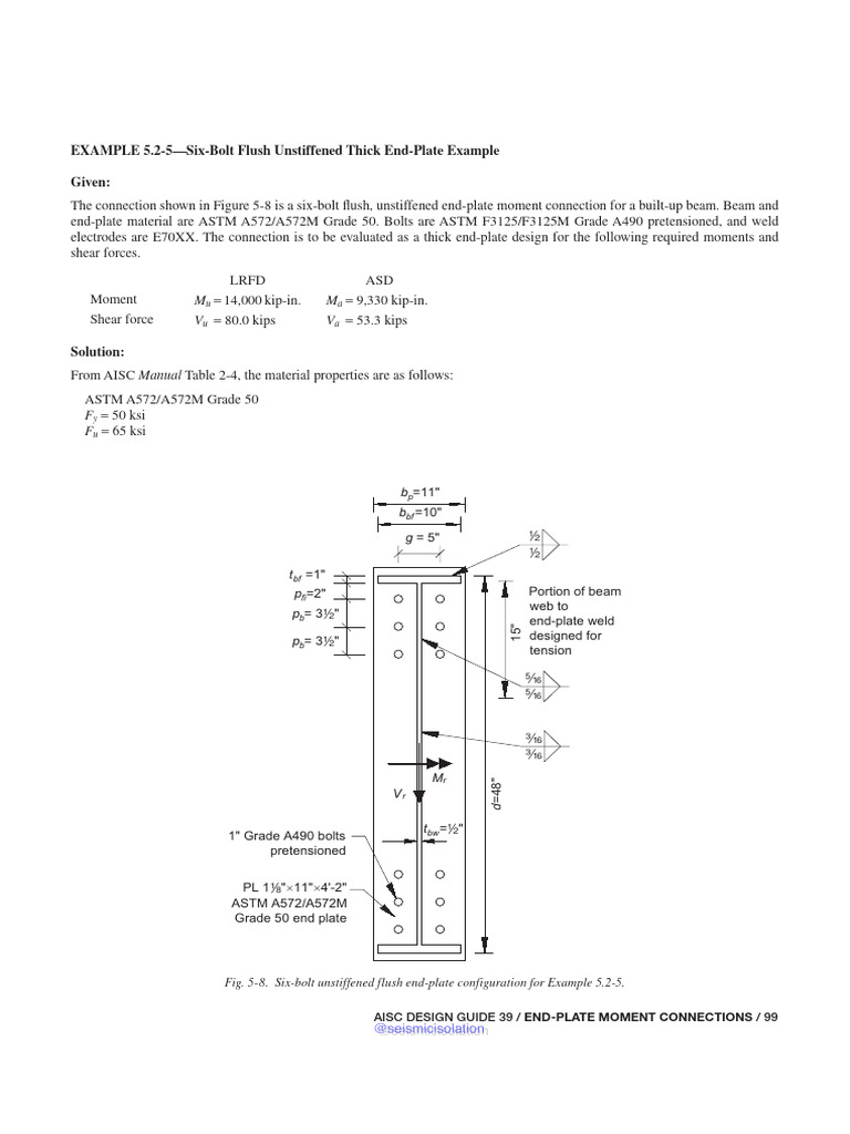 Six Bolt Flush Unstiffened Thick End Plate Example 1 | PDF | Beam ...
