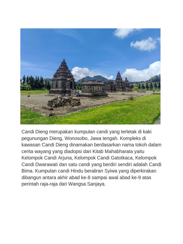 Candi Dieng Merupakan Kumpulan Candi Yang Terletak Di Kaki Pegunungan Dieng | PDF