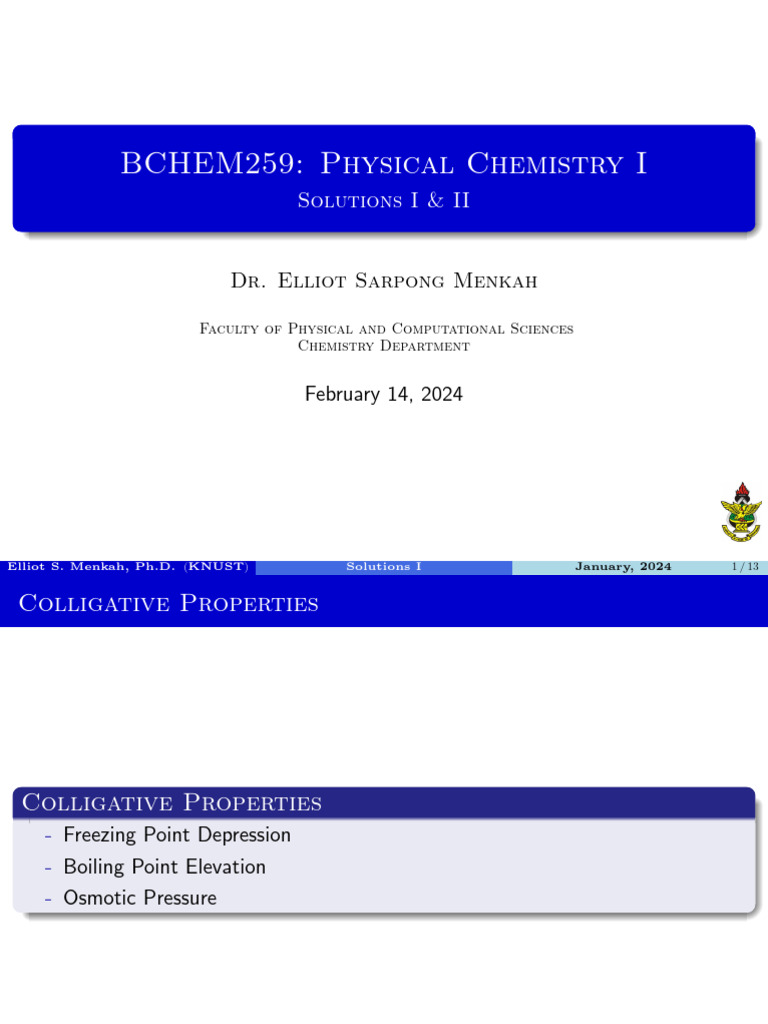 BCHEM259 2 Colligative Properties Slides | PDF | Thermodynamics ...