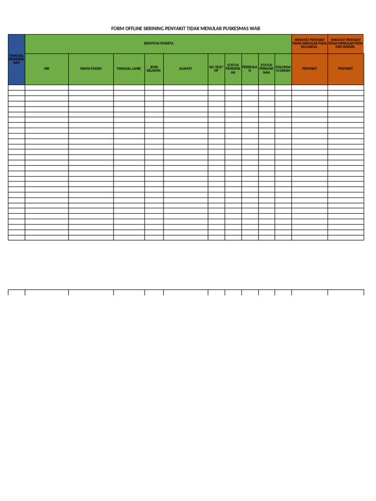 Form Skrining PTM PKM Wab | PDF