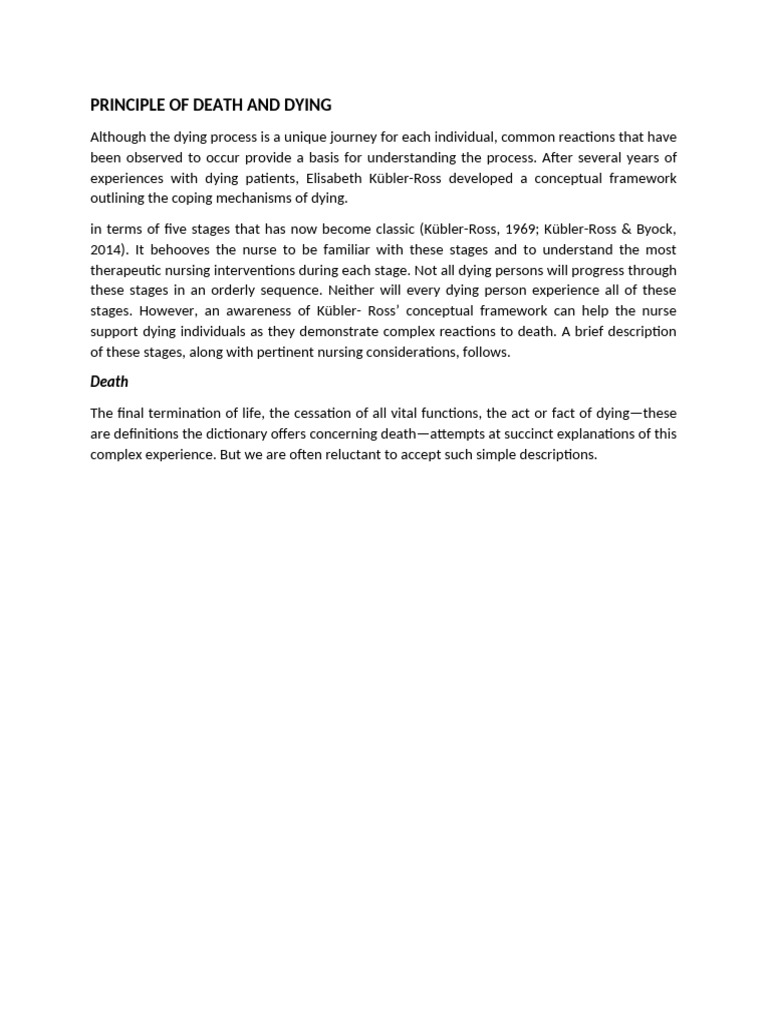 Principle of Death and Dying | PDF | Nonverbal Communication | Major ...