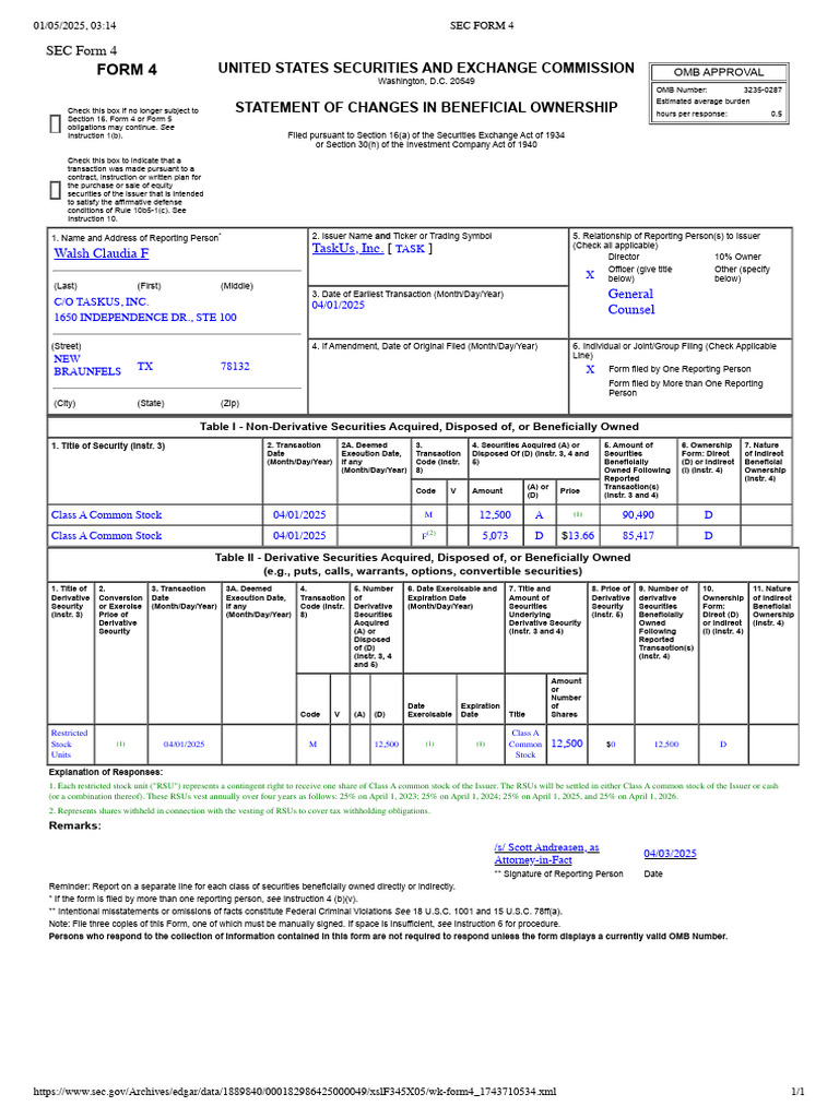 Sec Form 4 | PDF | Securities (Finance) | U.S. Securities And Exchange ...