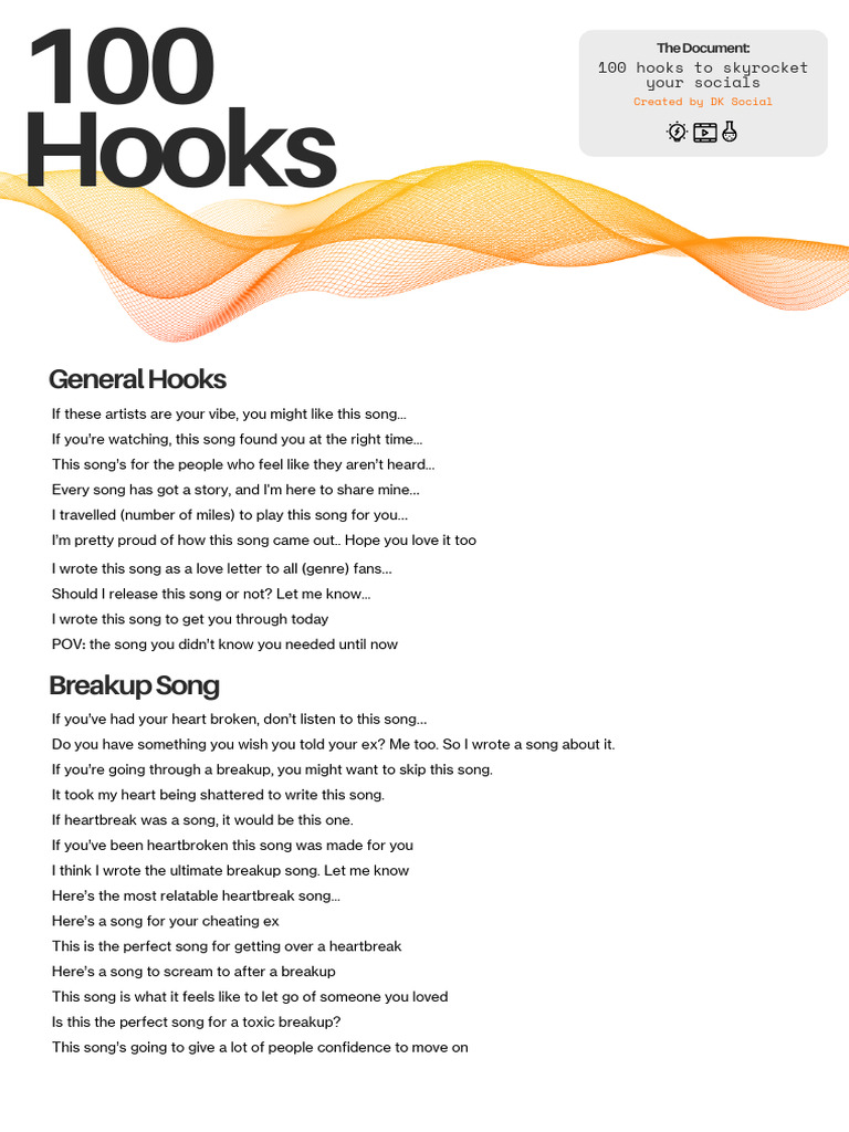 100 Engaging Song Promotion Hooks | PDF | Albums | Recorded Music