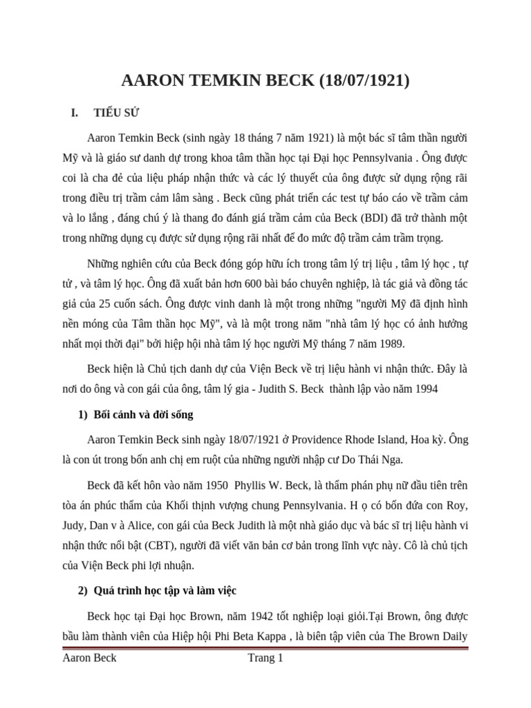 CBT Aaron Beck | PDF