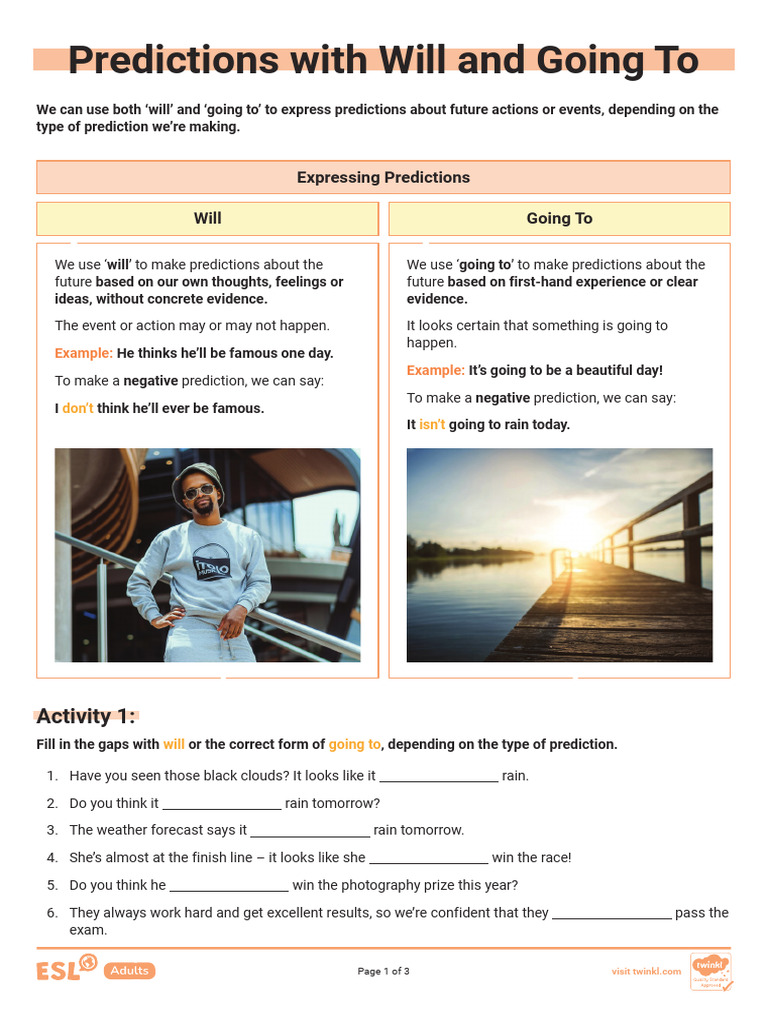 Future Time Worksheet | PDF | English As A Second Or Foreign Language ...