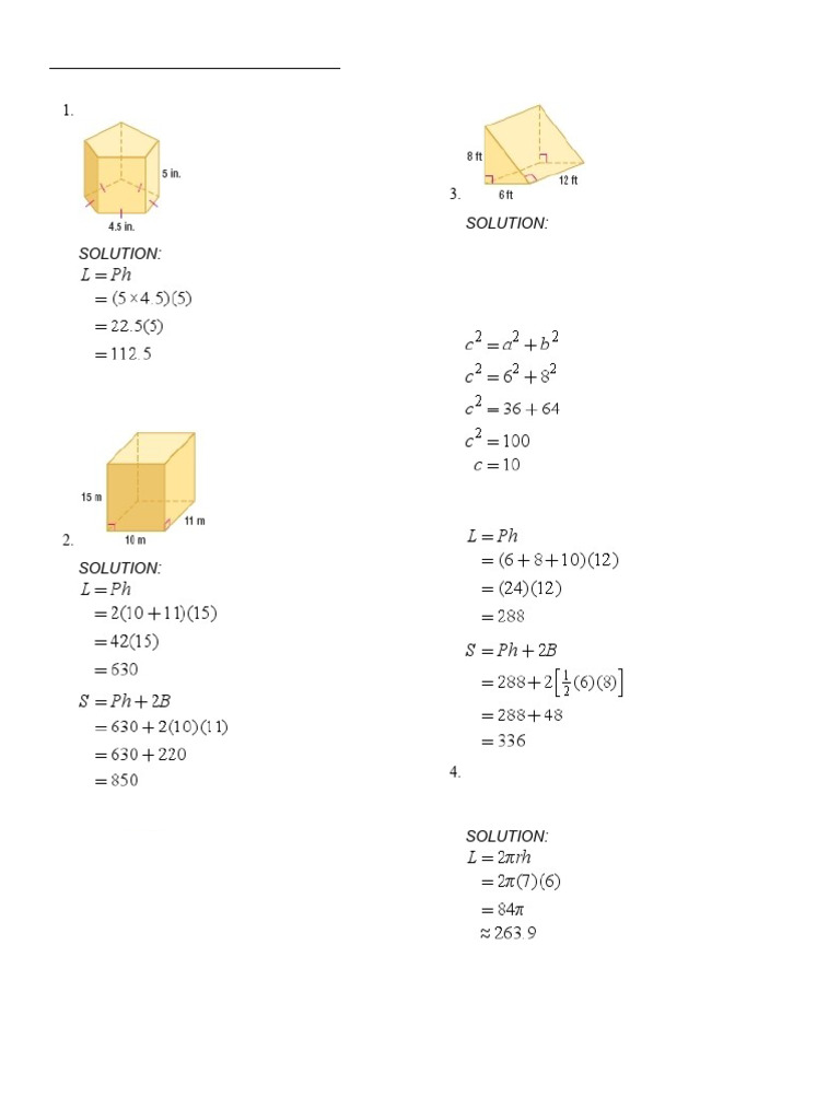 12-2 Surface Areas of Prisms and Cylinders | PDF | Area | Triangle