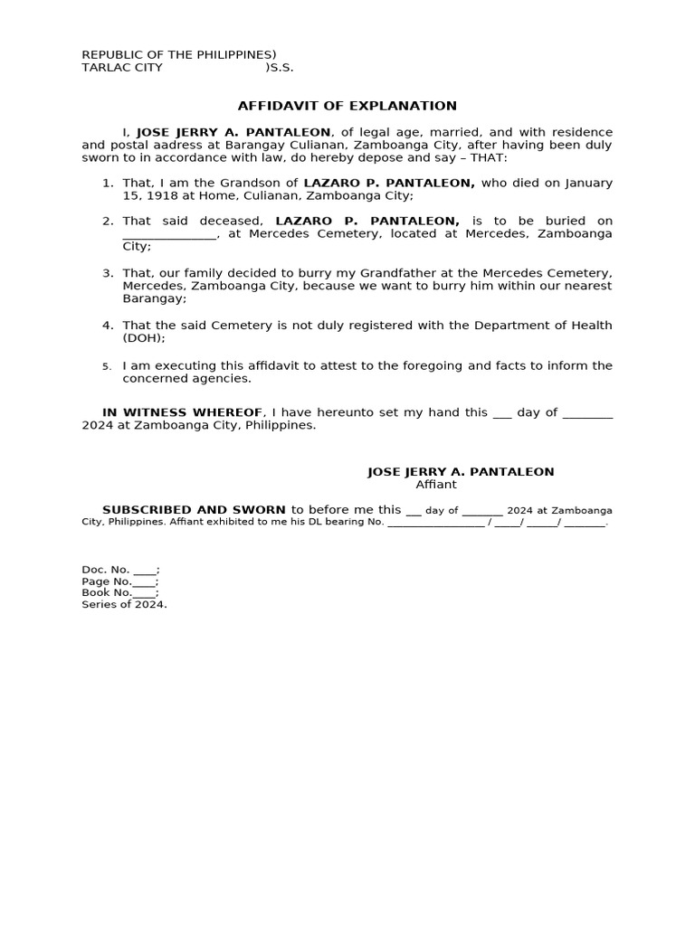 Affidavit Explanation-Pantaleon | PDF