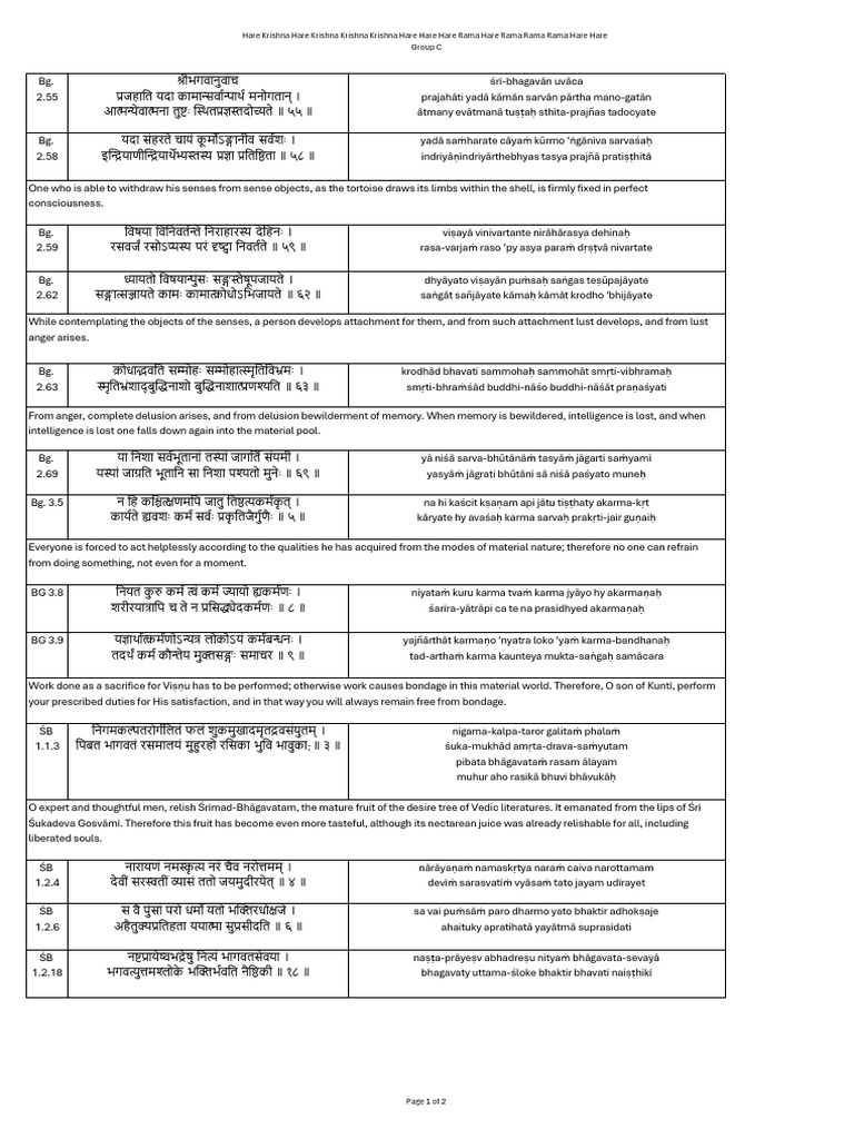 Groupwise Sloka Booklet 19 - Group C | PDF | Indian Religions | Indian Philosophy
