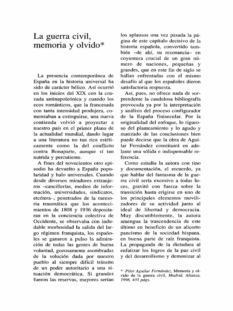 La Guerra Civil Memoria y Olvido | PDF | España franquista | Formas de ...