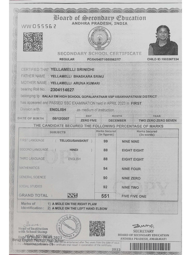 Class X Certificate | PDF