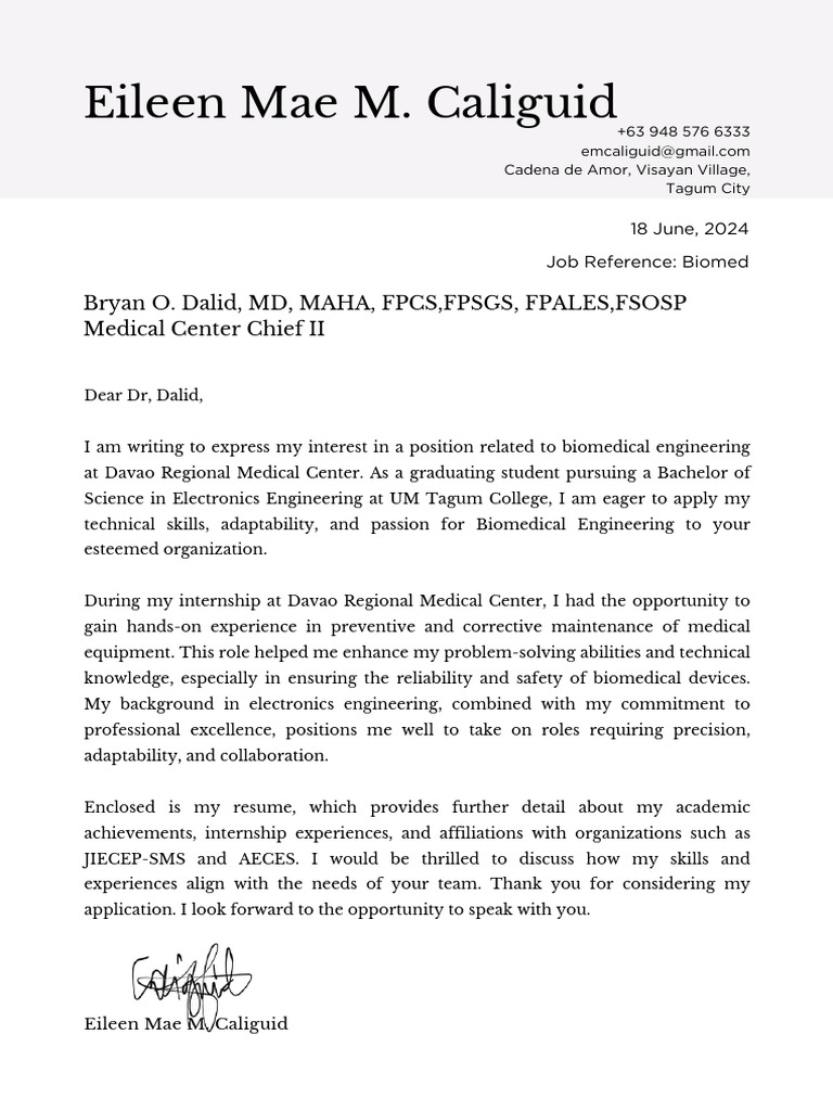 Black and White Minimalist Simple Monogram Job Cover Letter | PDF