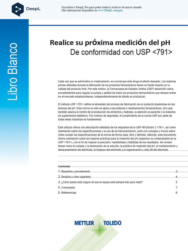 Medición de pH según USP | PDF | Sensor | Calibración