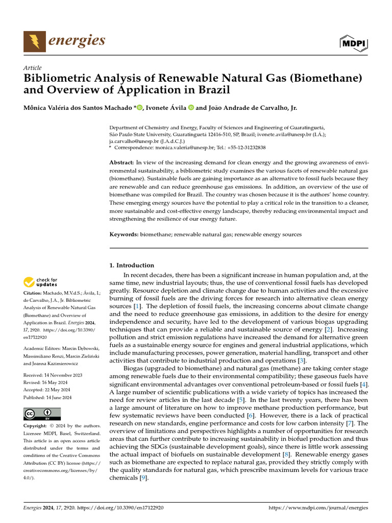ARTICLE- Bibliometric Analysis of Renewable Natural Gas (Biomethane) and Overview of Application ...