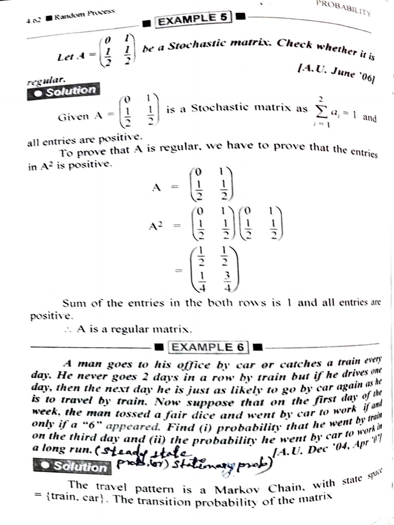 U5-To Office by Car or Train | PDF | Markov Chain | Linear Algebra