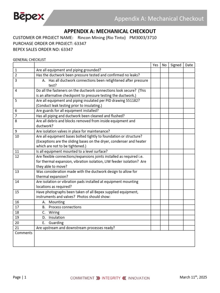 Mechanical Checklists 63347A | PDF | Valve | Duct (Flow)