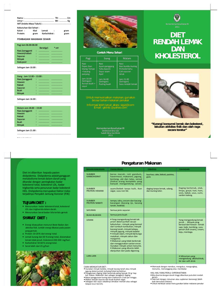 Leaflet Diet Rendah Lemak Dan Kolesterol | PDF