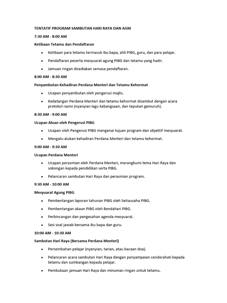 2025 Tentatif Agm Dan Hari Raya | PDF
