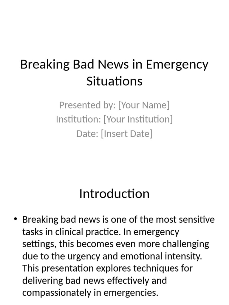 Breaking Bad News Presentation | PDF | Emotions | Communication