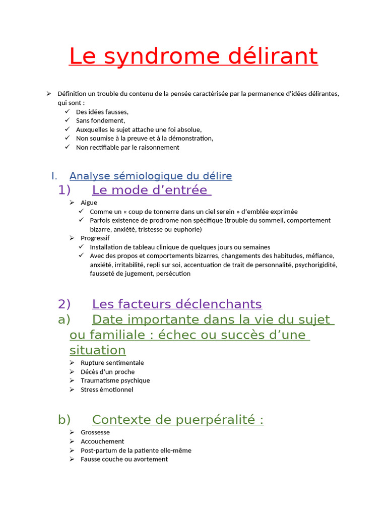 Comprendre le syndrome délirant | PDF | Délire | Hallucination