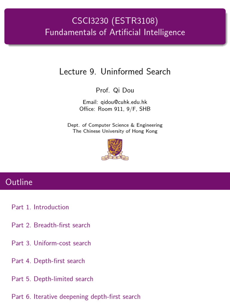 CSCI3230 - Lecture9 - Uninformed Search | PDF | Algorithms And Data Structures | Theoretical ...
