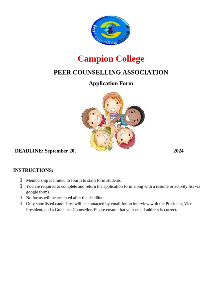 PCA Application Form 2024-2025 | PDF | Behavioural Sciences | Psychology