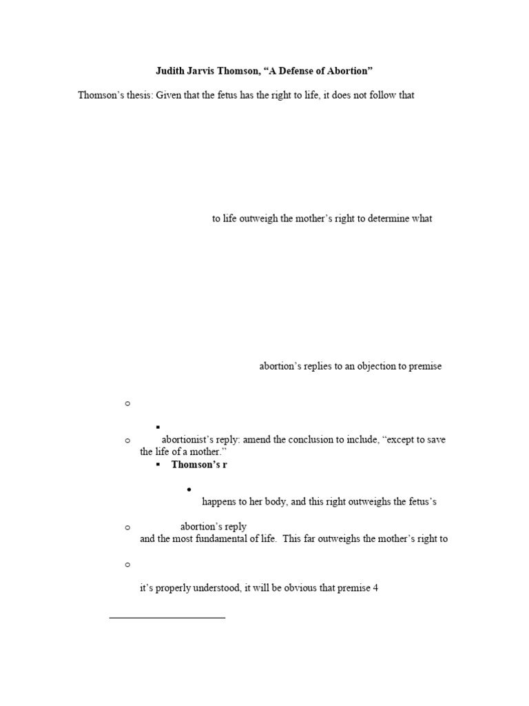 Judith Jarvis Thomson Online | PDF | Reproductive Rights | Women's Rights
