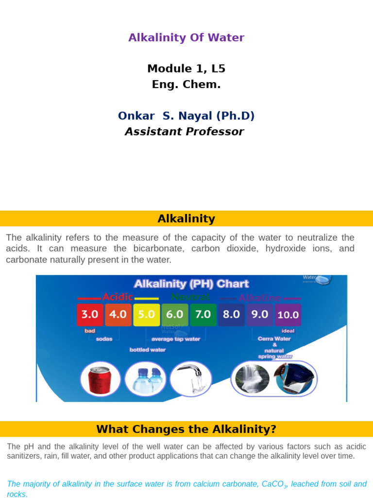 Alkalinity of Water: Module 1, L5 Eng. Chem | PDF | Alkalinity ...