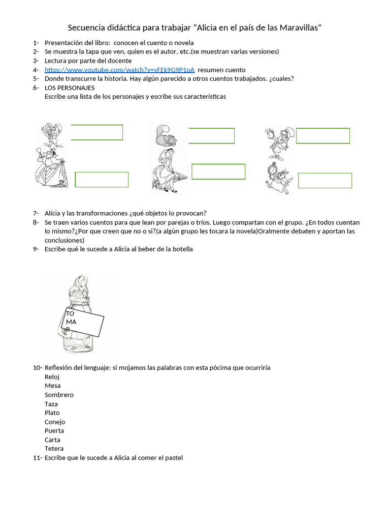 Secuencia Didáctica: Alicia en el País de las Maravillas | PDF