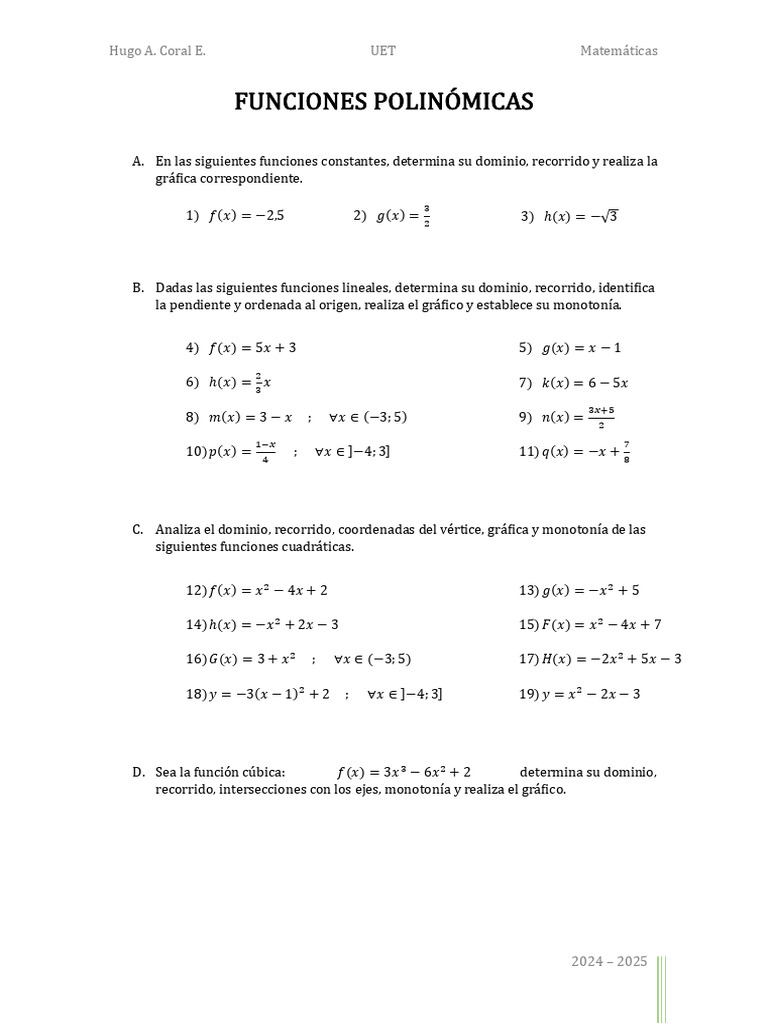 Funciones Polinomiales | PDF