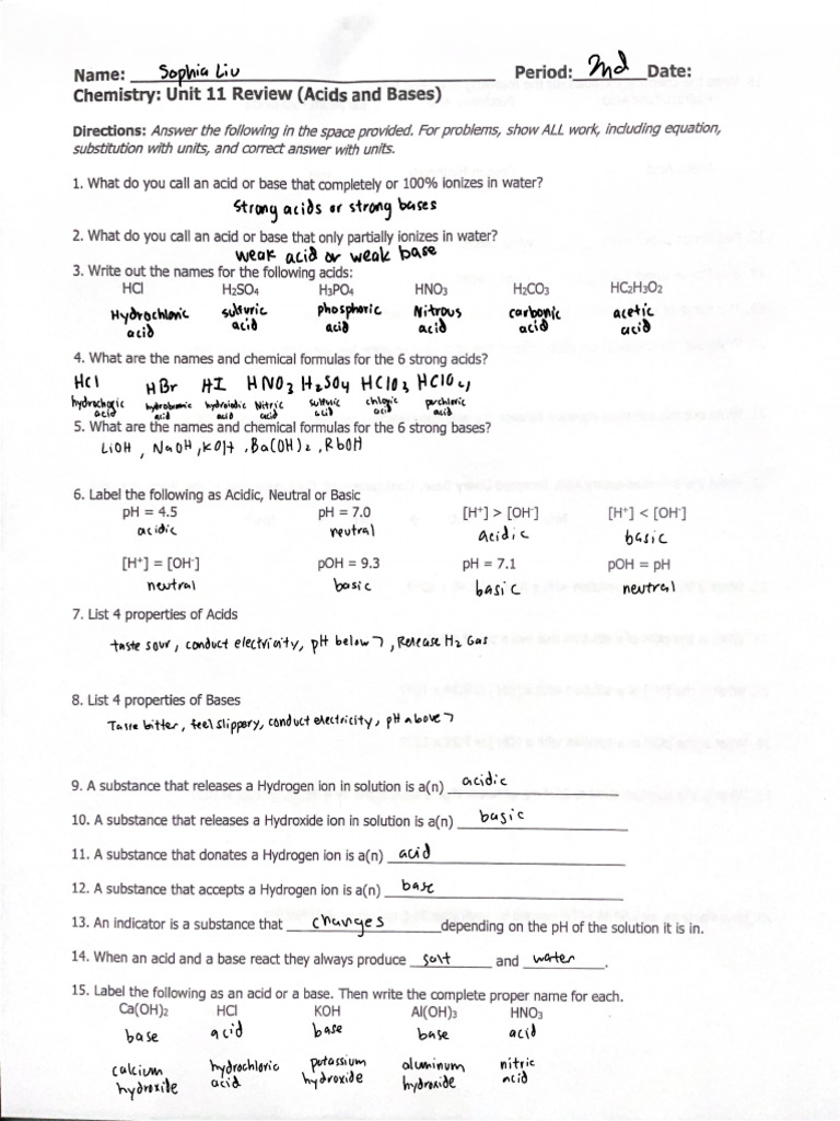 Acid - Base Review For Test | PDF