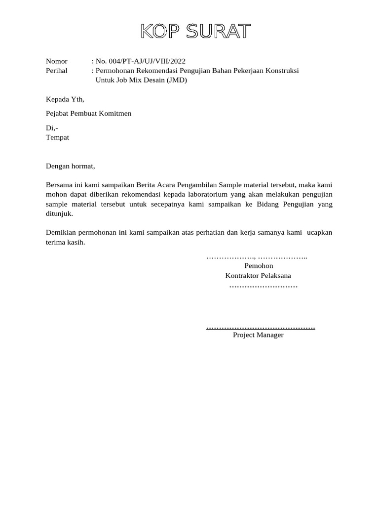 Surat Permohonan JMD | PDF