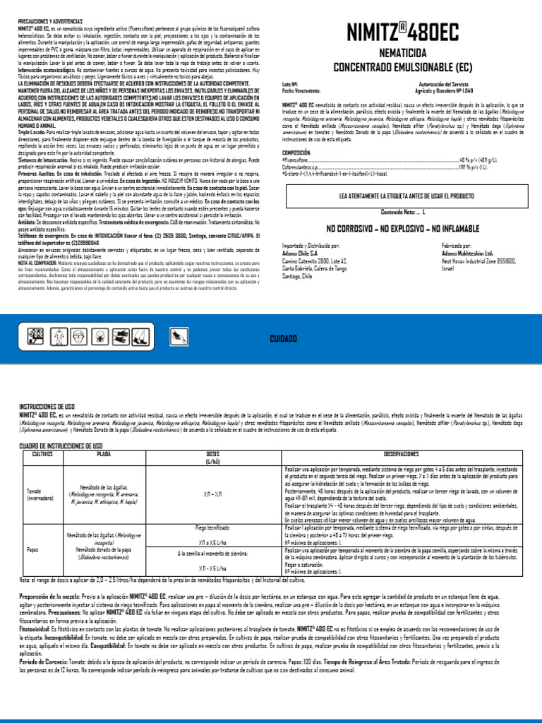 Nimitz-480-EC-Etiqueta | PDF | Riego | Patata
