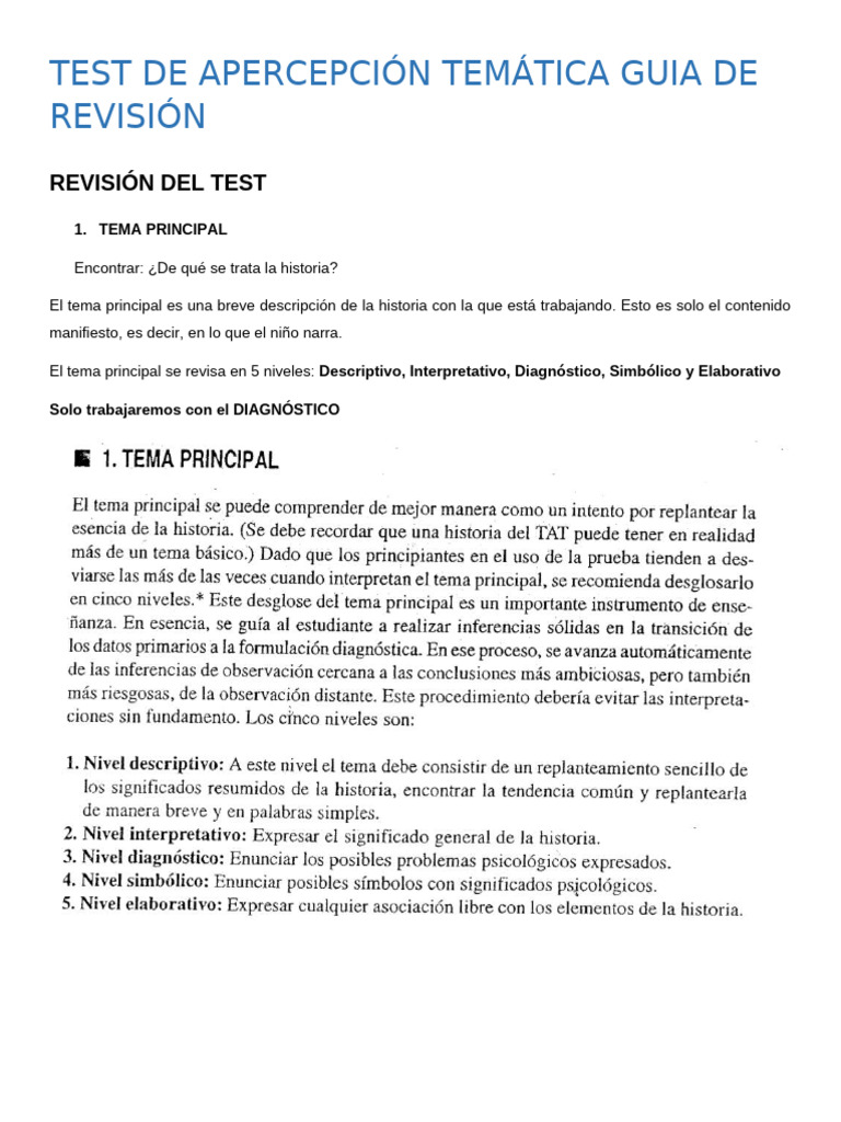 Test de Apercepción Temática - Guia | PDF | Psicoanálisis | Sicología