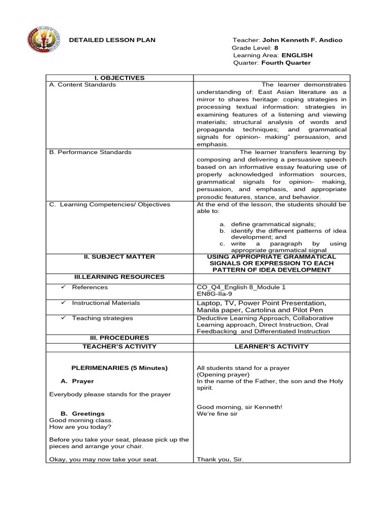 Detailed Lesson Plan Final-1 | PDF | Learning | Differentiated Instruction