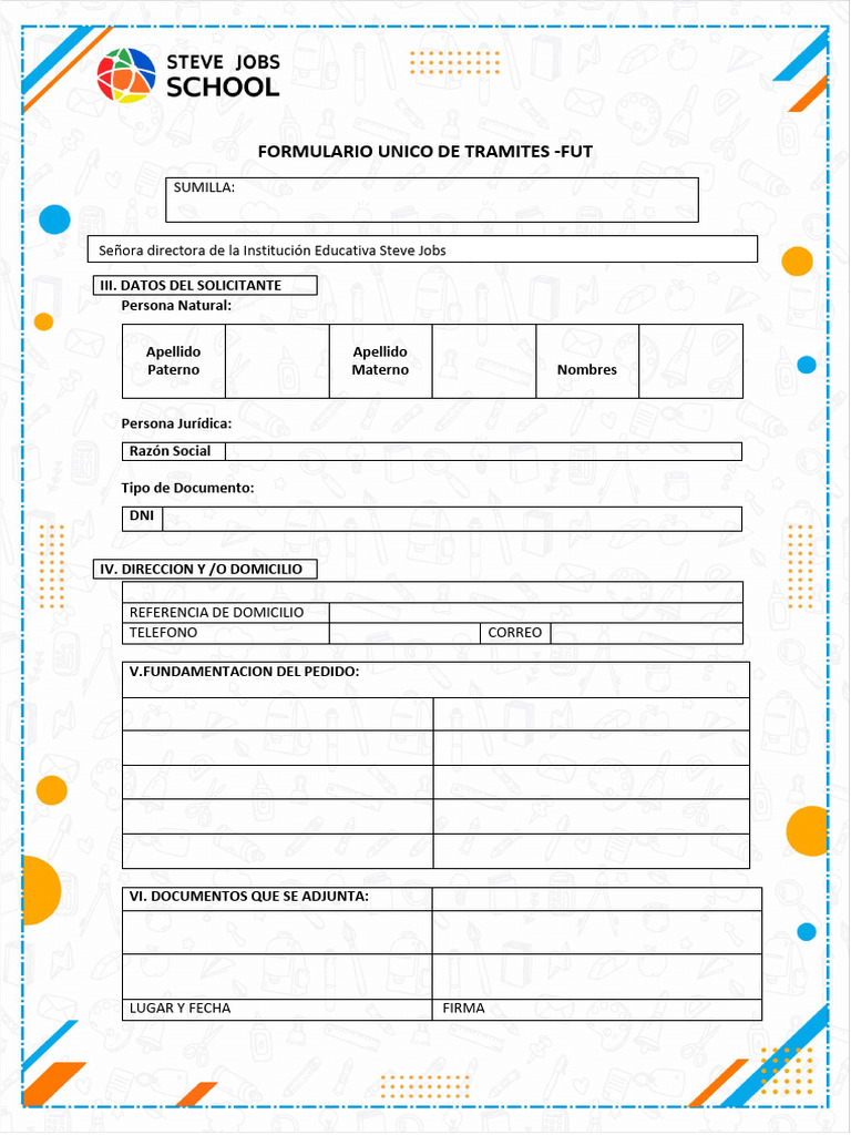 FORMULARIO UNICO DE TRAMITES Steve | PDF