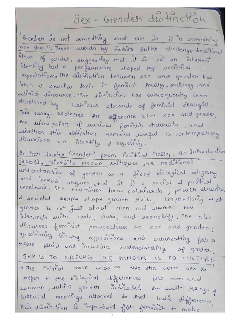 Sex-Gender Distinction | PDF