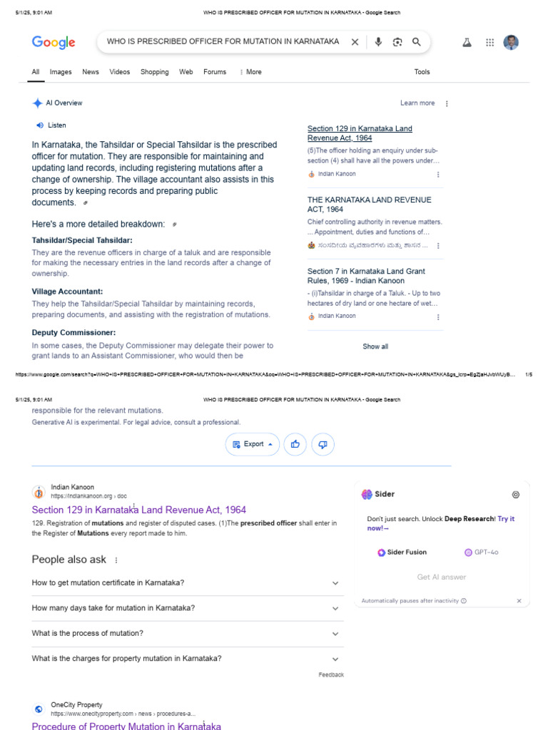 WHO IS PRESCRIBED OFFICER FOR MUTATION IN KARNATAKA - Google Search ...