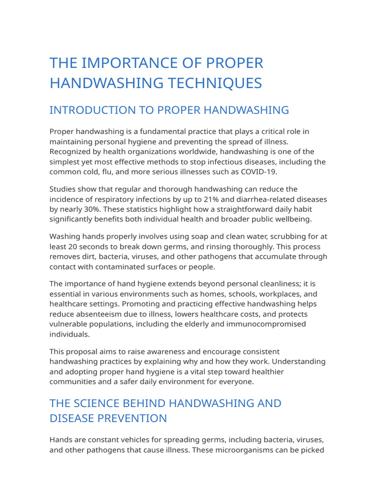 Handwashing Proposal - Hygiene & Health | PDF | Hand Washing | Hygiene