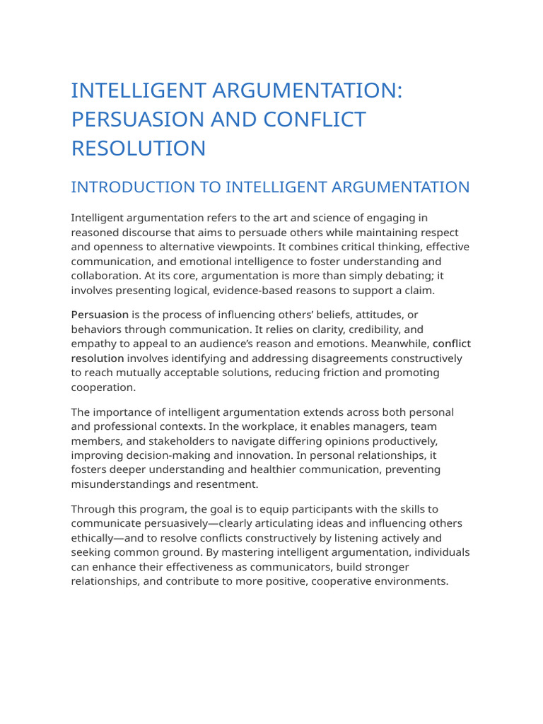 Intelligent Argumentation Proposal | PDF | Critical Thinking | Persuasion