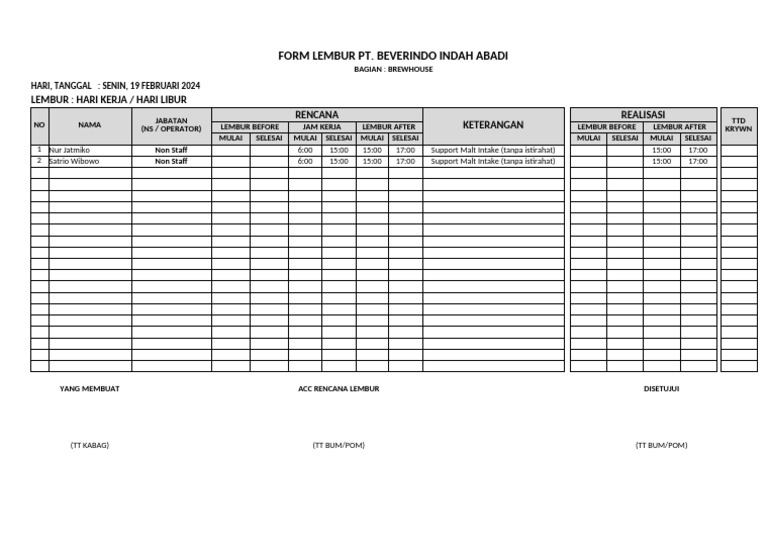 I am sharing 'FORM RENCANA DAN REALISASI LEMBUR (new update 2024)' with ...