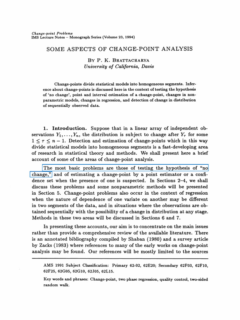 1994 Some Aspects of Change Point Analysis | PDF | Statistics ...