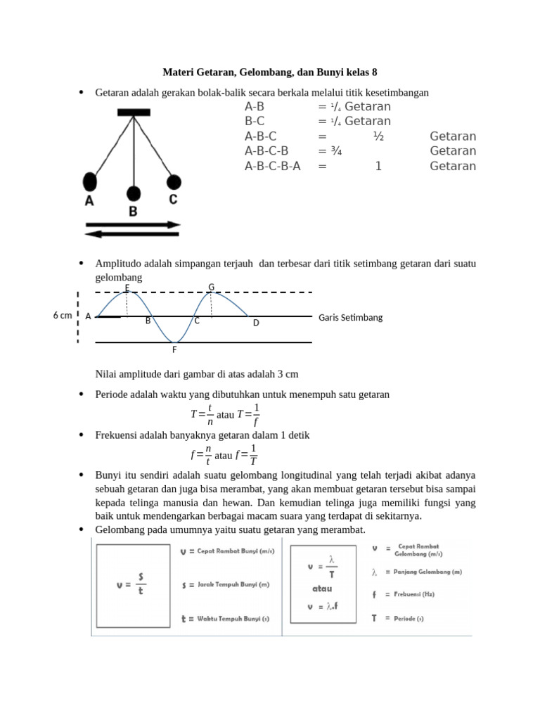 Materi Getaran, Gelombang, Dan Bunyi Kelas 8 | PDF