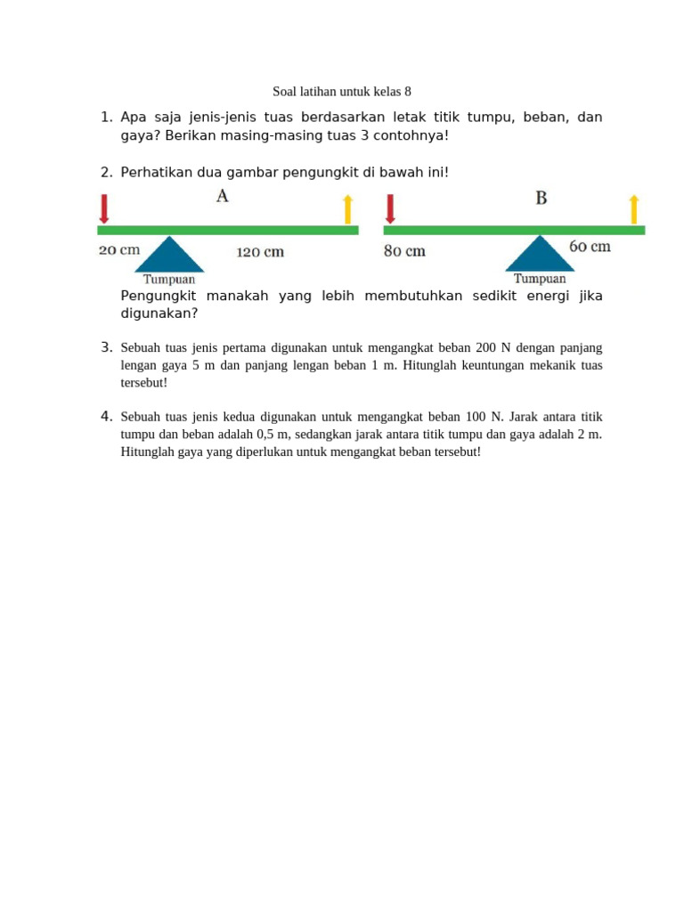 Soal Latihan Untuk Kelas 8 (Tuas) | PDF