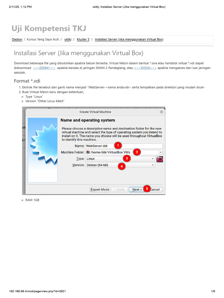 Uktkj - Installasi Server (Jika Menggunakan Virtual Box) | PDF