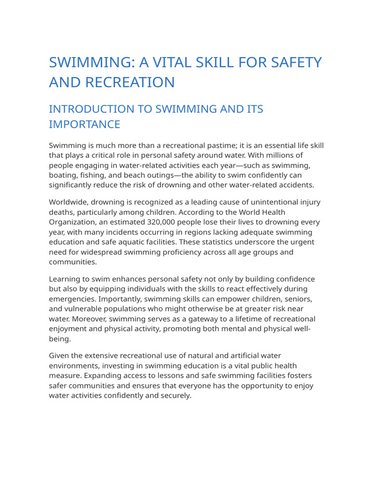 Swimming - Safety and Recreation Proposal | PDF | Swimming | Safety