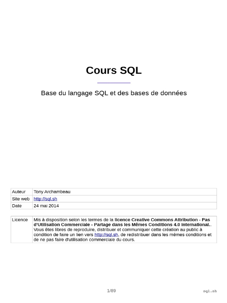 Cours SQL Sh | PDF